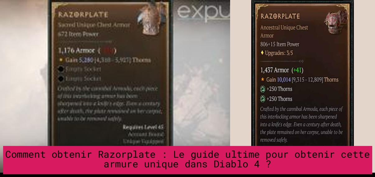 Comment obtenir Razorplate : Le guide ultime pour obtenir cette armure unique dans Diablo 4 ...